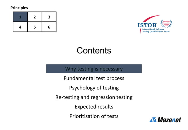 Software Testing- Principles of testing- Mazenet Solution | PPT