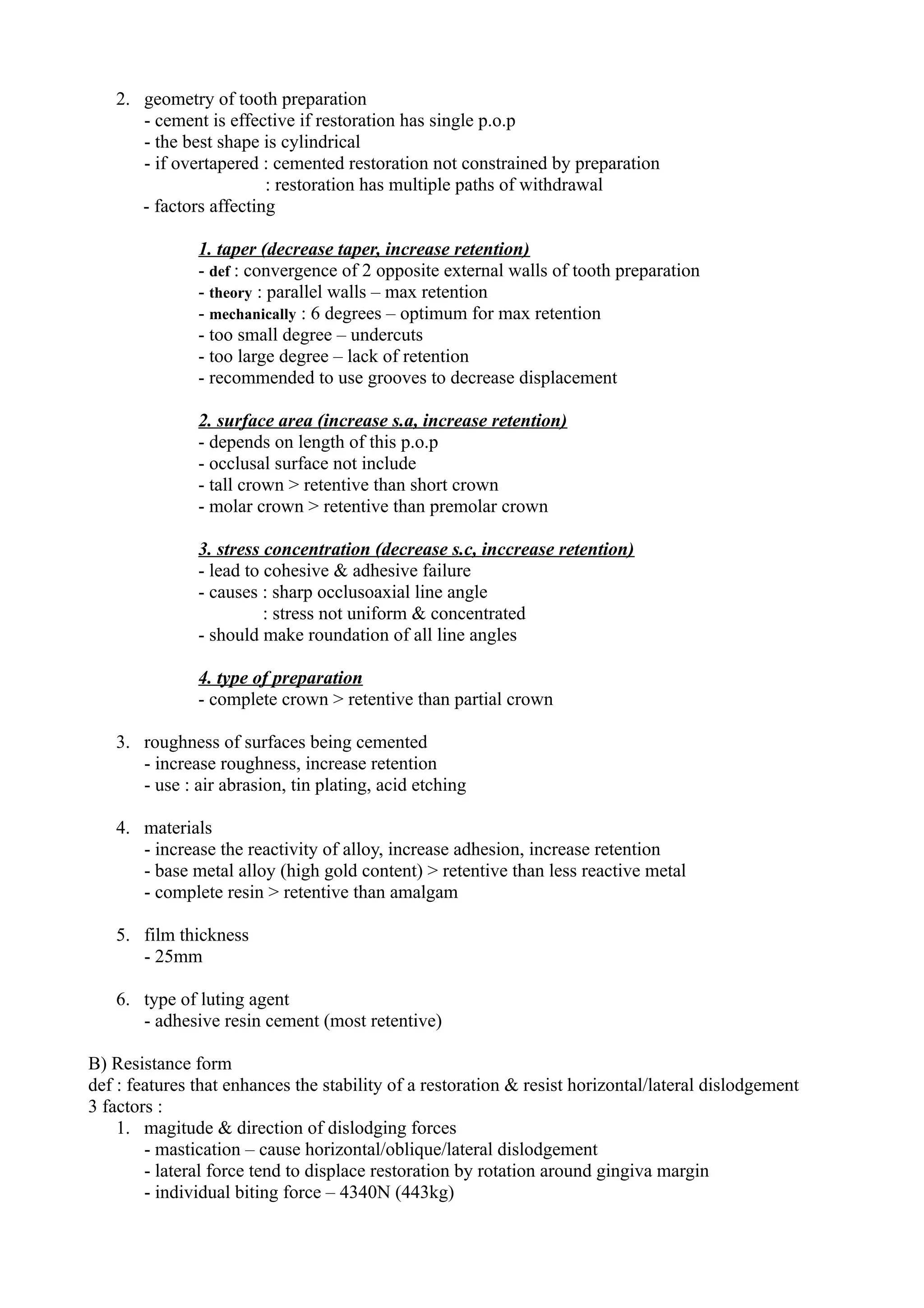 Principles of tooth preparation | PDF