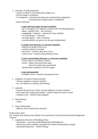Principles of tooth preparation | PDF