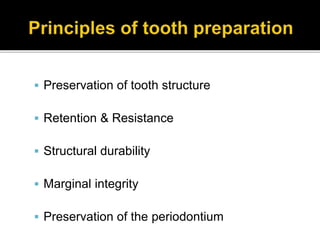 Principles of tooth preparation in Fixed Partial Dentures | PPTX
