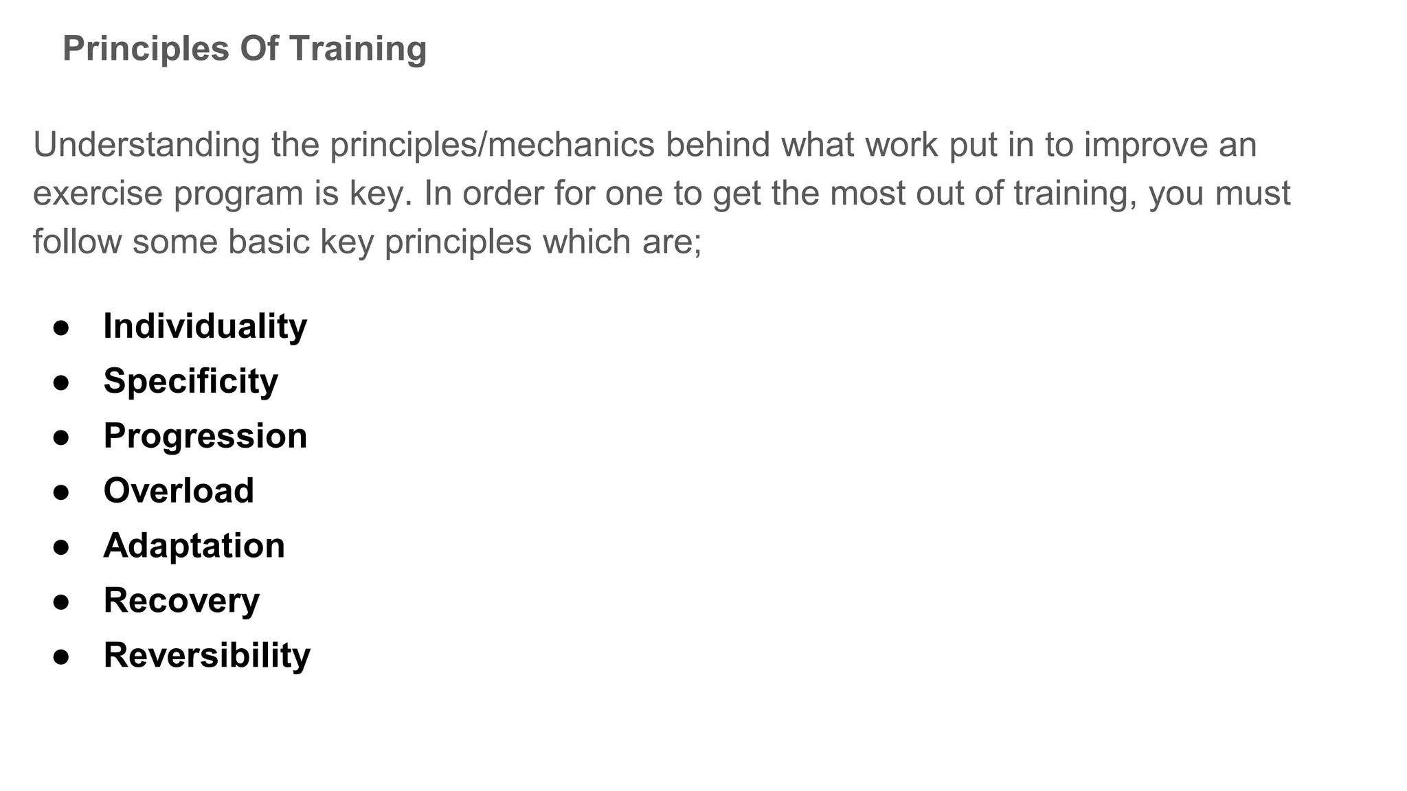 Principles of training | PPTX | Fitness and Exercise | Healthy Living