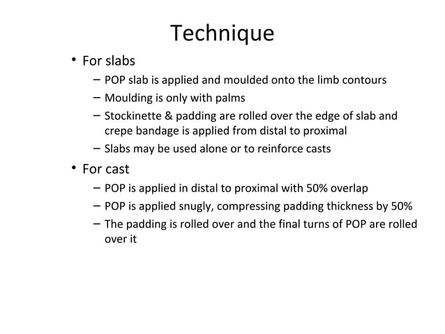 Principles of use of plaster of paris | PPT | First Aid | Injuries