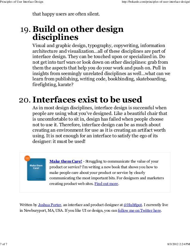 Principles of user interface design