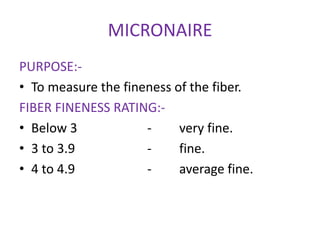 Principles of various fibre testing instruments | PPTX
