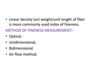 Principles of various fibre testing instruments | PPTX
