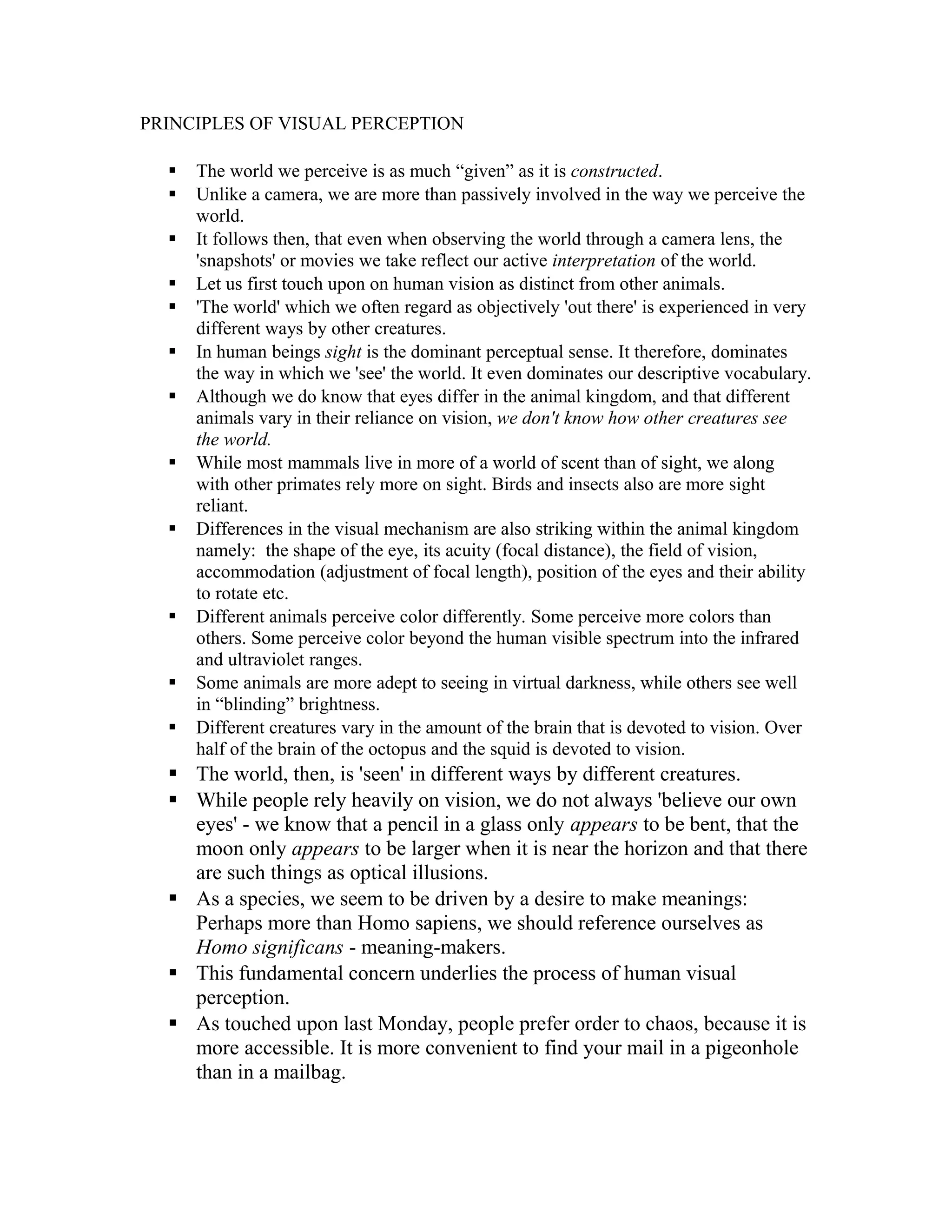 Principles of visual perception | PDF