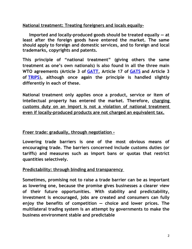 Principles of wto | PDF