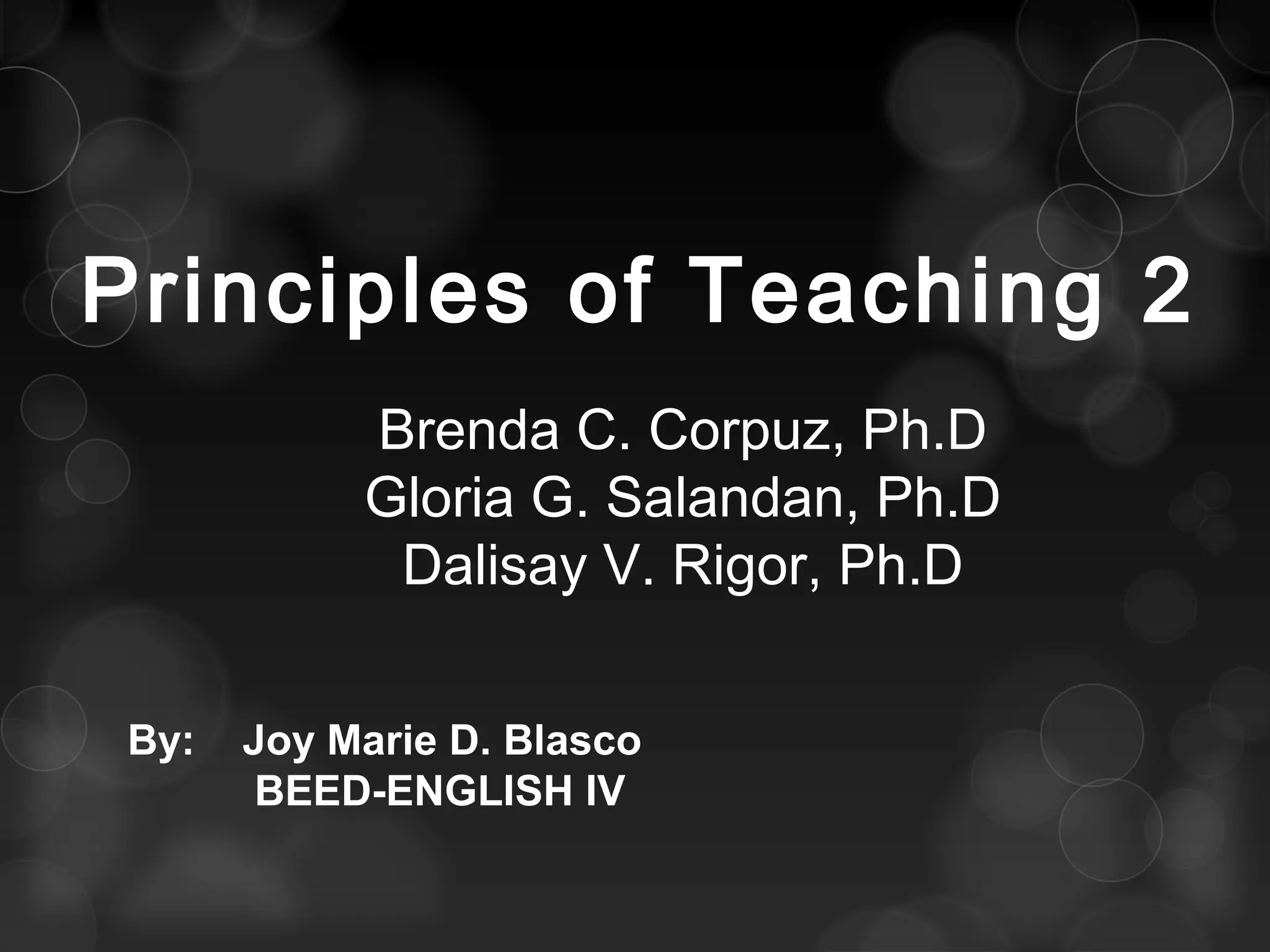 Principles of Teaching 2 | PPT
