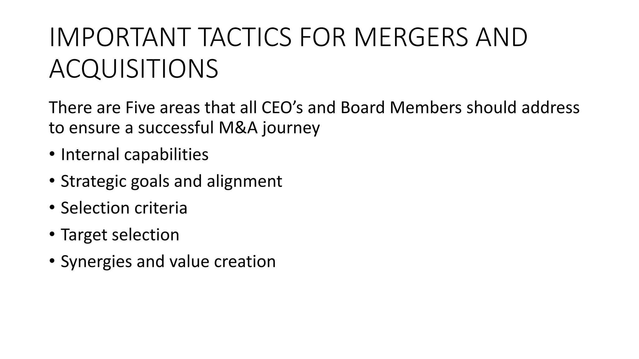 Decision Making Tactics and Strategies for Merger & Acquisition | PPTX