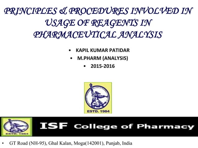 Principles & procedures involved in usage of reagents | PPTX ...