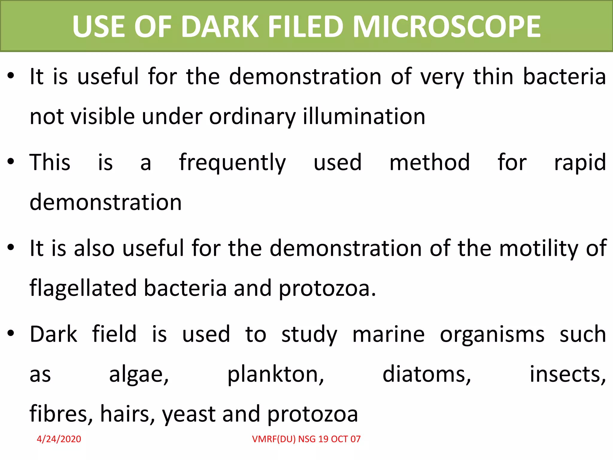 Principles, structure and apllications of bright field and dark field microscopy1 copy | PPTX