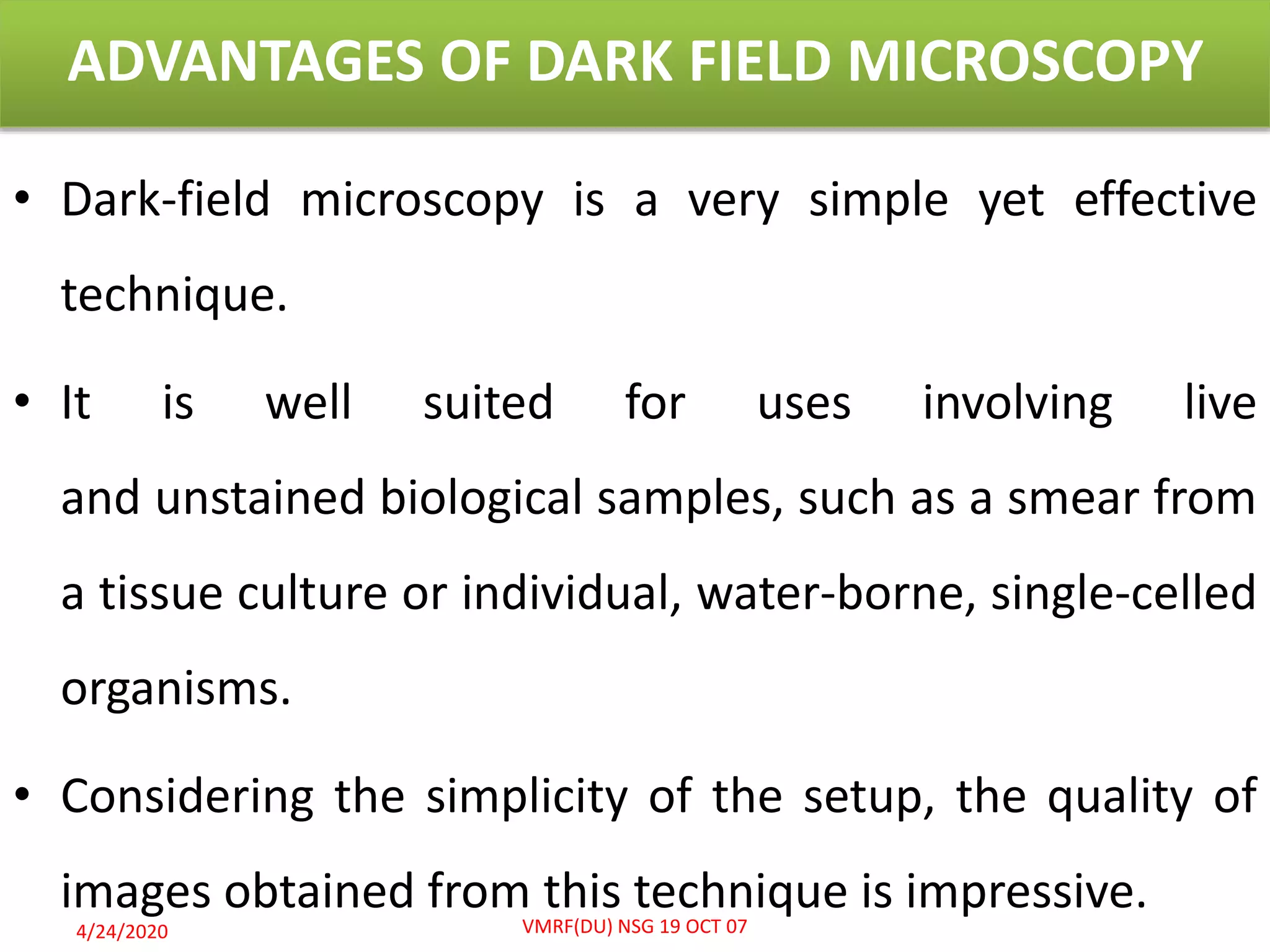 Principles, structure and apllications of bright field and dark field microscopy1 copy | PPTX