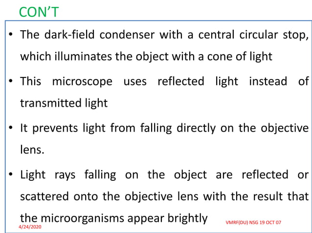 Principles, structure and apllications of bright field and dark field ...