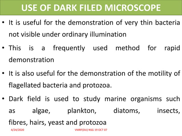 Principles, structure and apllications of bright field and dark field ...