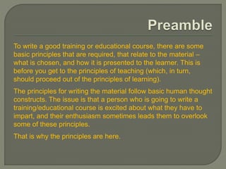 Ten principles for writing training material | PPT