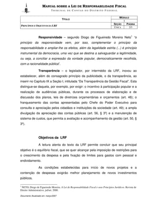Princípios e objetivos da lrf 101 | PDF