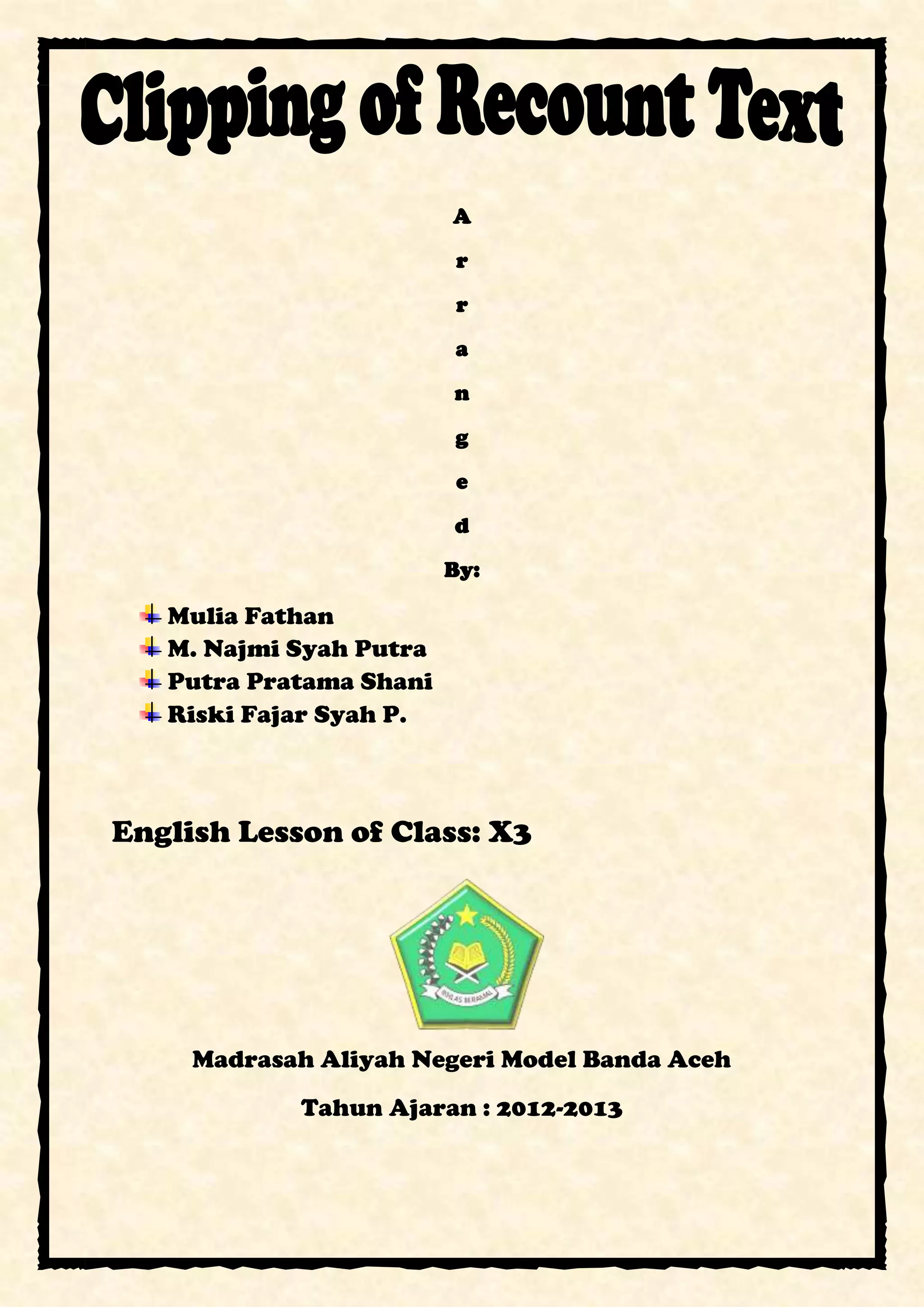 Recount Text - Macam-macam contoh recount text.. for class X MA/SMA | PDF