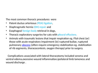 Prinicple of thoracic surgery approaches in canine ppts | PPT