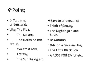 Metaphysical vs Romantic poetry | PPTX