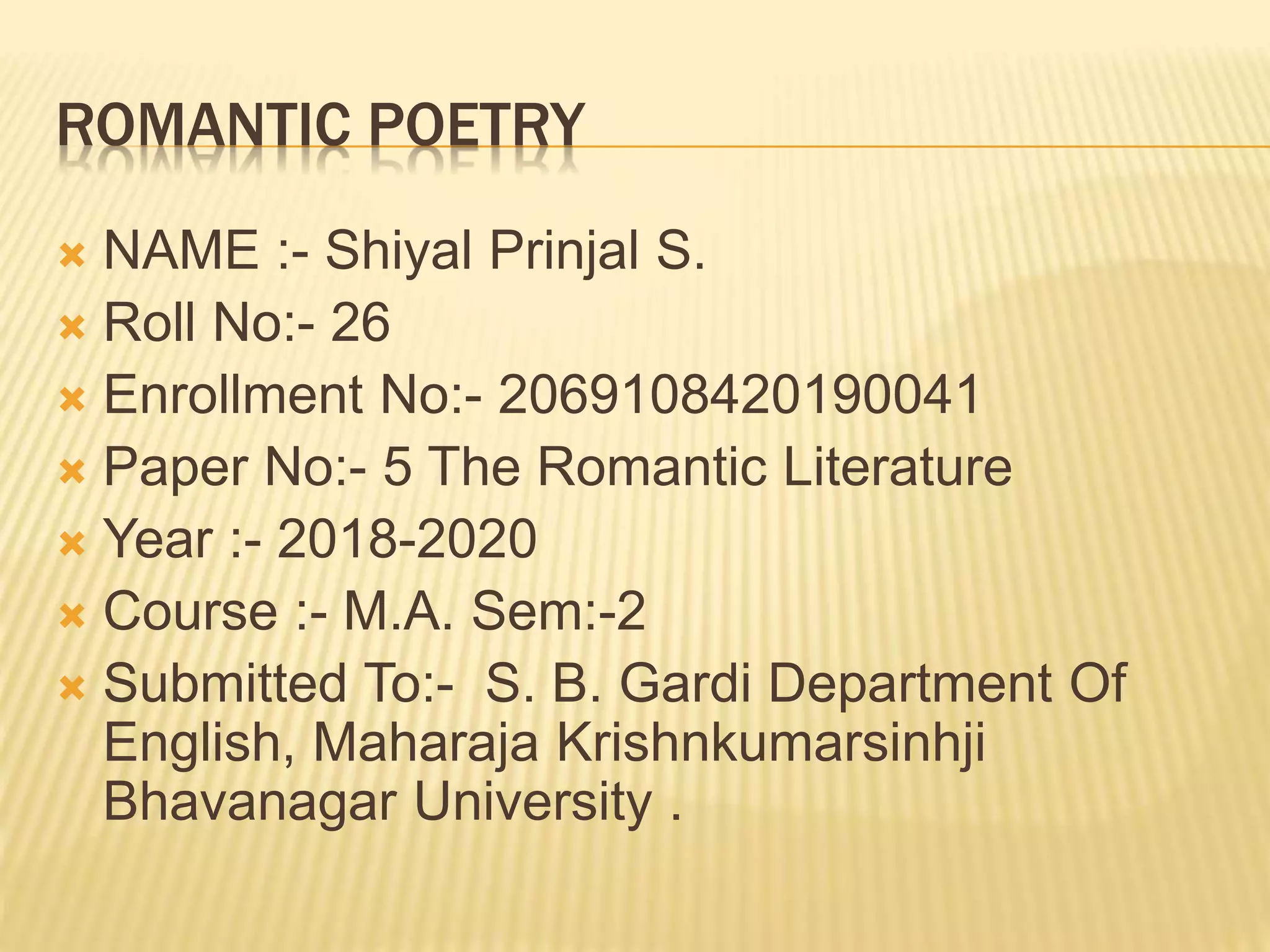 P. 5. Romantic poetry. | PPT