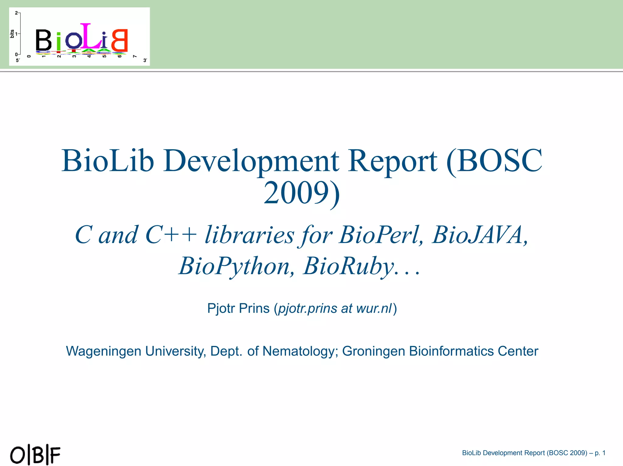 Prins Bio Lib Bosc 2009 | PPT