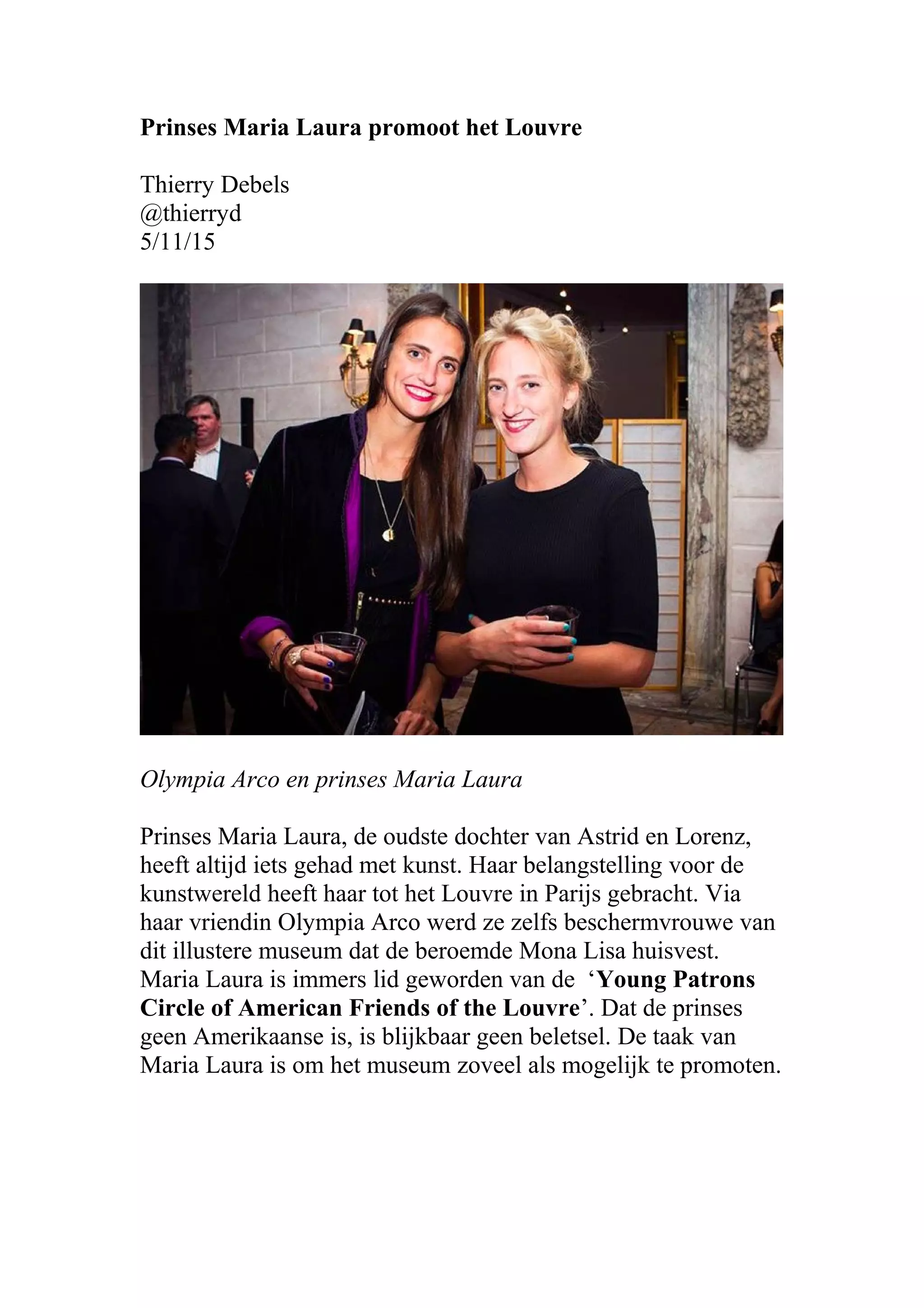 Prinses Maria Laura promoot het Louvre | DOC