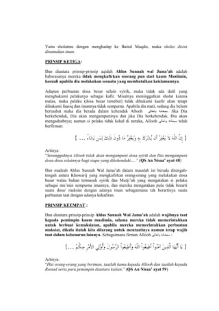 PRINSIP-PRINSIP AQIDAH AHLUS SUNNAH WAL JAMA’AH | PDF