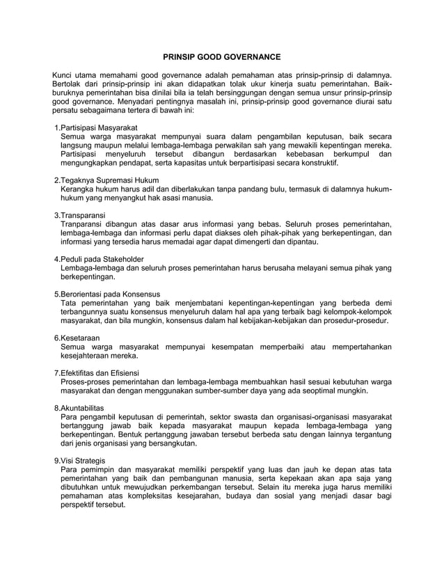Prinsip good-governance | PDF