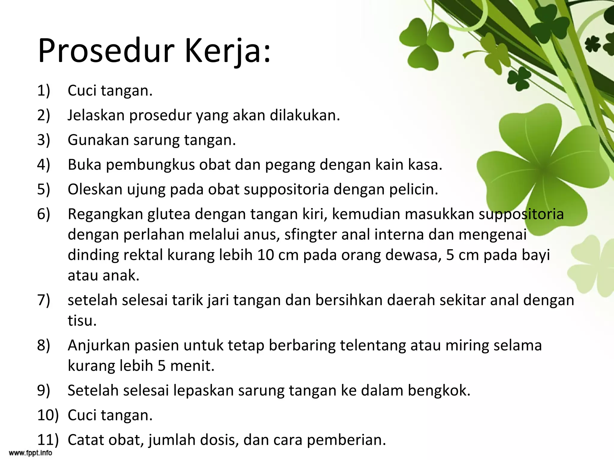 Prinsip dan tehnik pemberian obat intravena dan rectal | PPT