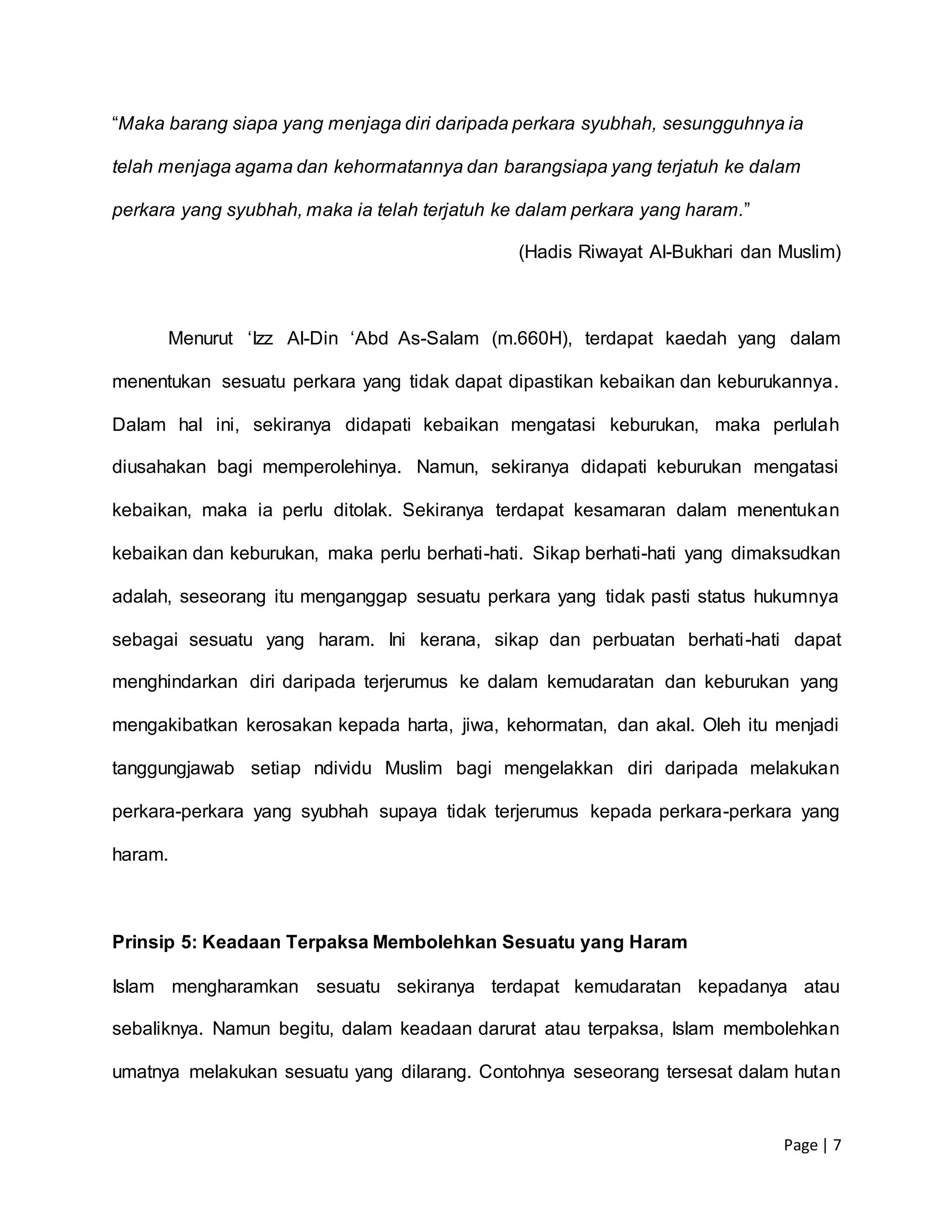 Prinsip-Prinsip Halal dan Haram | DOCX