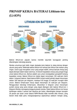 Prinsip Kerja Batterai LITHIUM-ION - Riki Ardoni | PDF