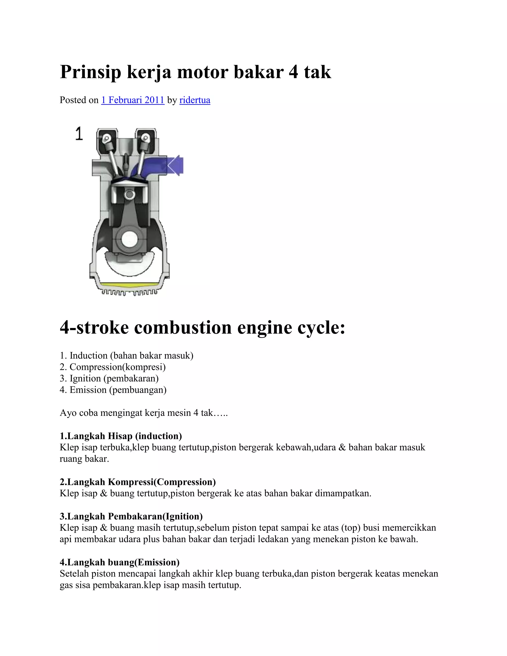 Prinsip Kerja Motor Bakar | DOCX