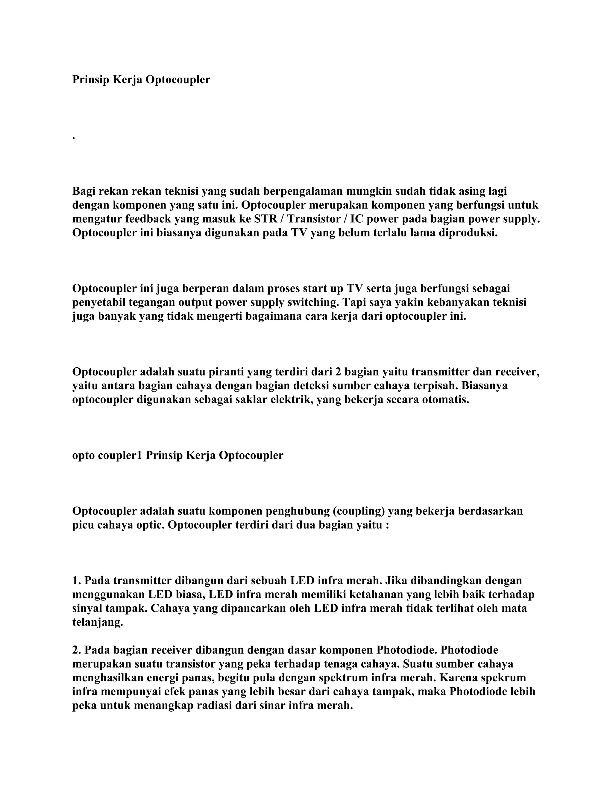 Prinsip kerja optocoupler | DOCX