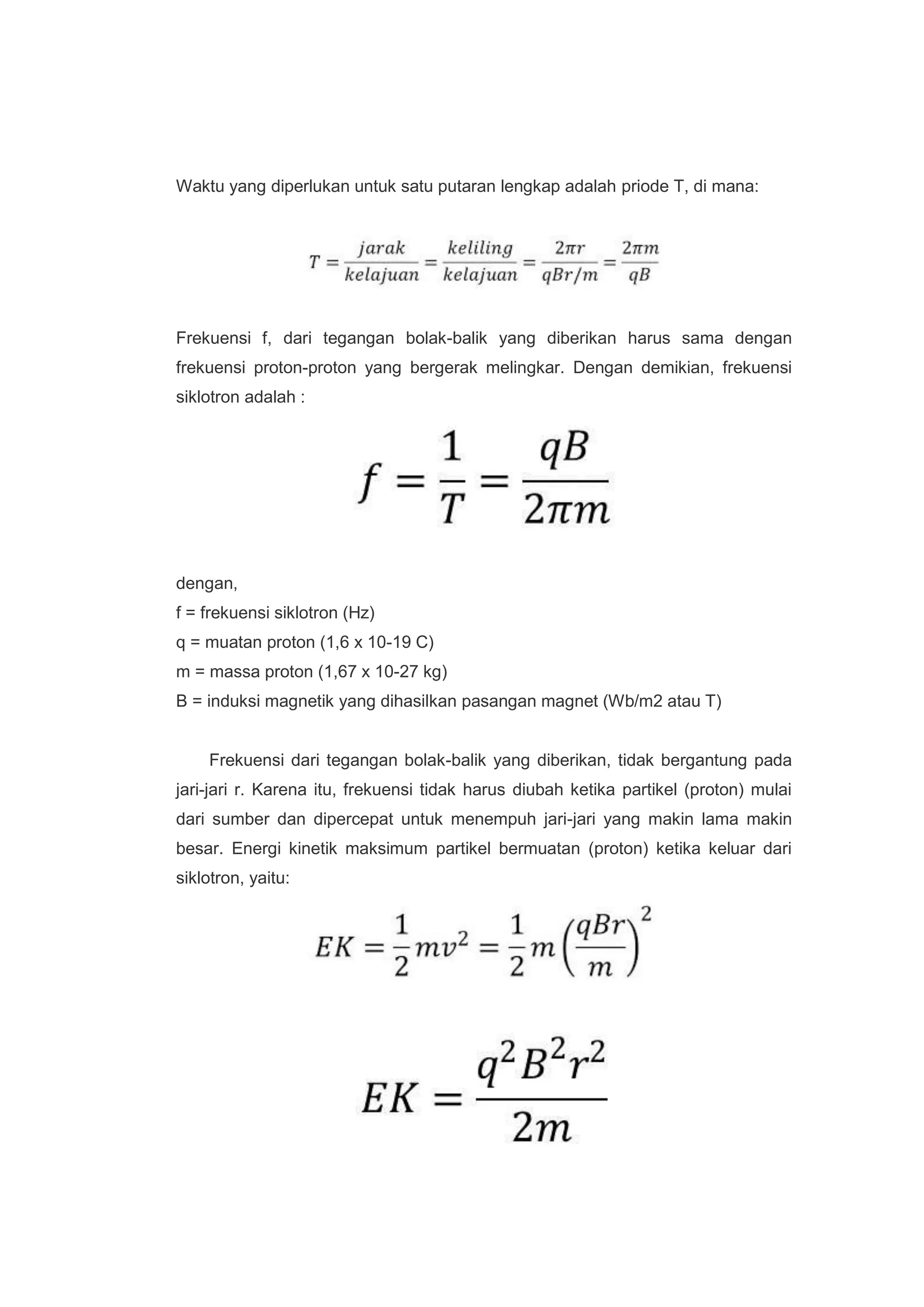 Prinsip kerja siklotron sebagai akselerator magnetik | PDF