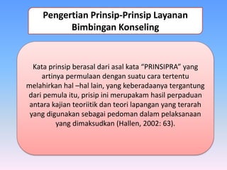 Prinsip layanan bimbingan konseling bagi siswa | PPTX