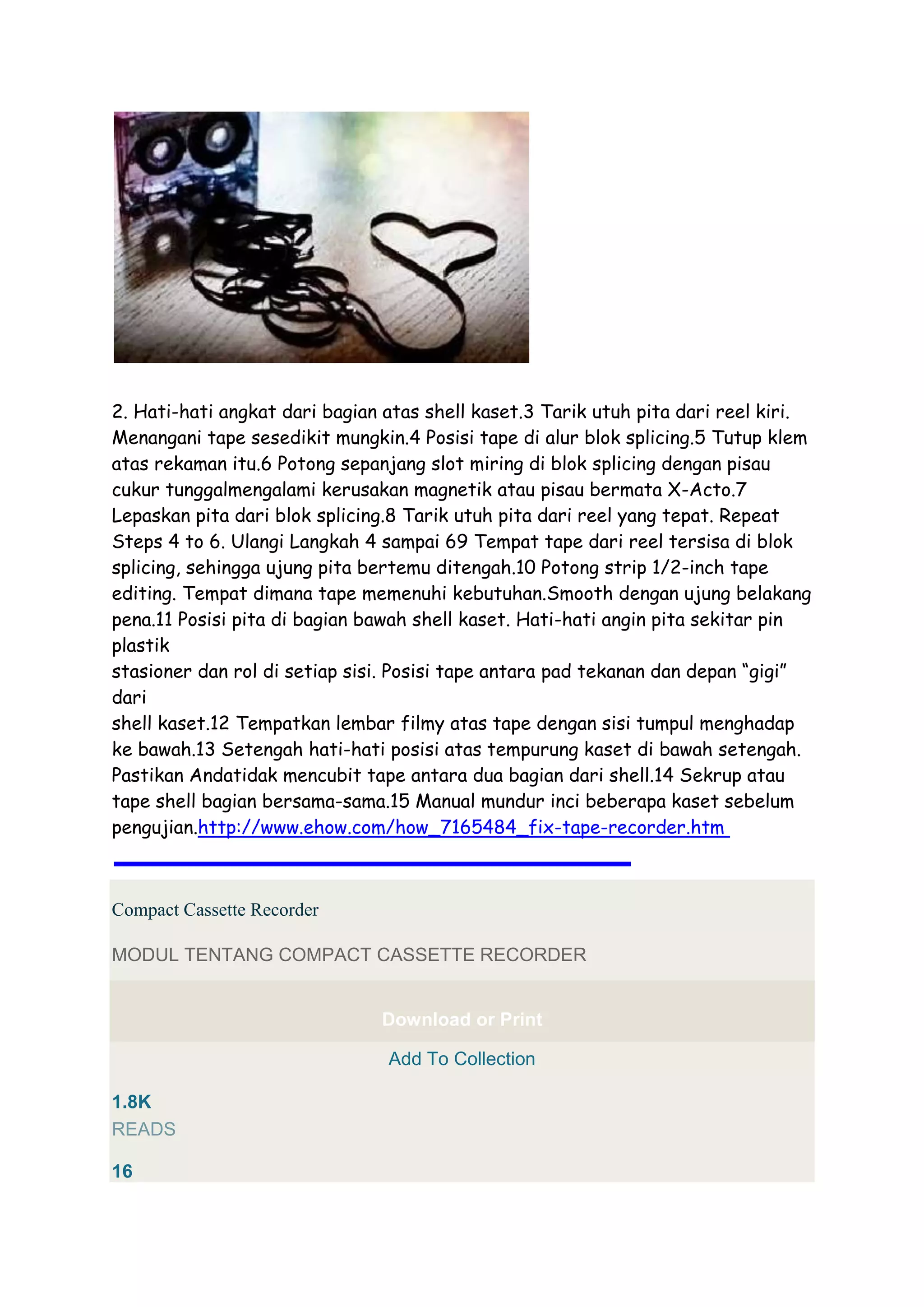 Prinsip rekam caset tape recorder | DOCX