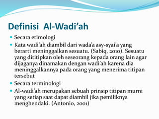 Prinsip titipan atau simpanan | PPTX