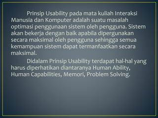 Prinsip usability | PPTX