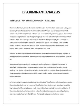 Discrimination Analysis and working on SPSS assignment | PDF