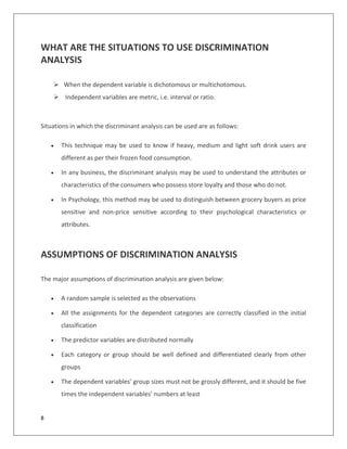 Discrimination Analysis and working on SPSS assignment | PDF