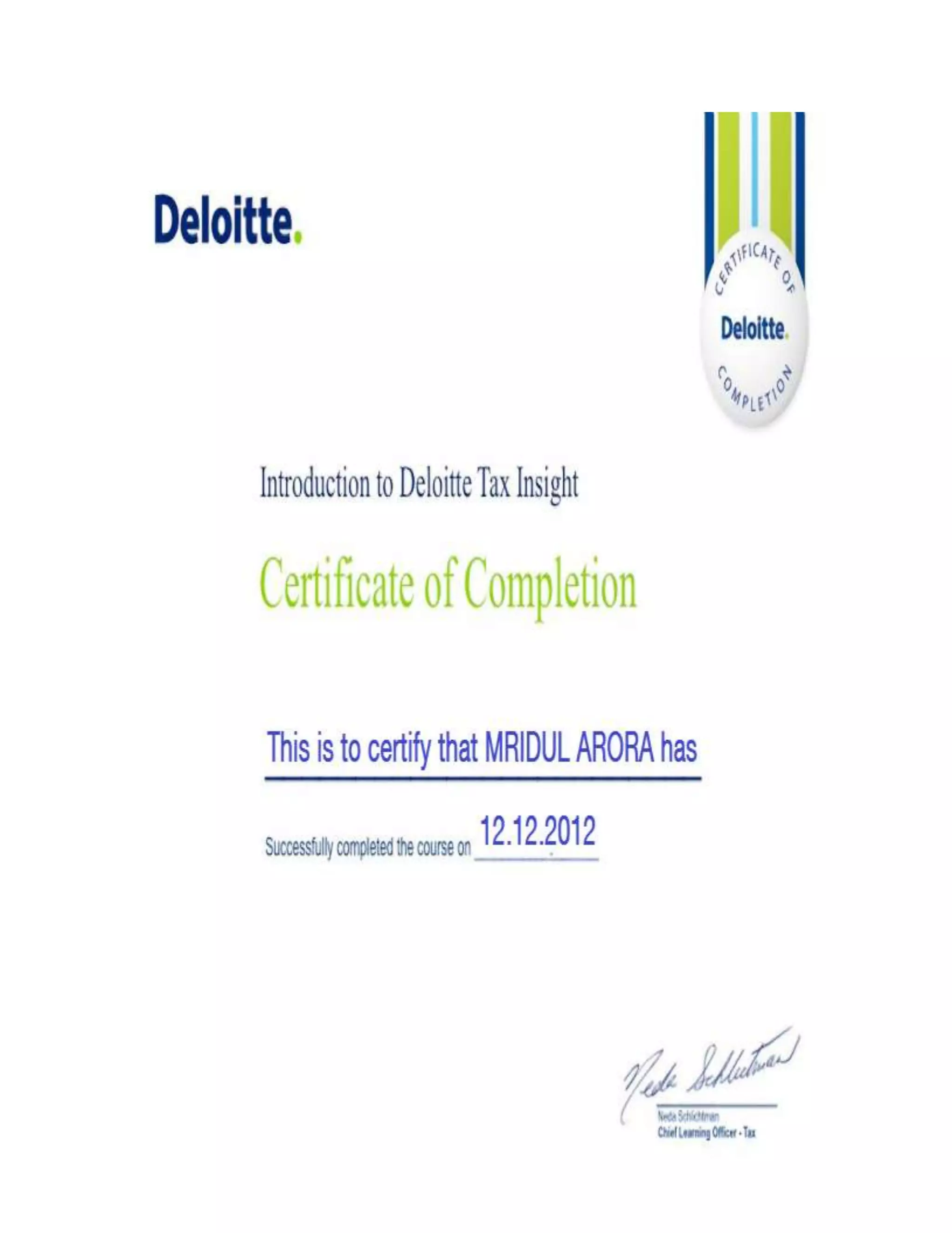 Print deloitte training cert | DOCX