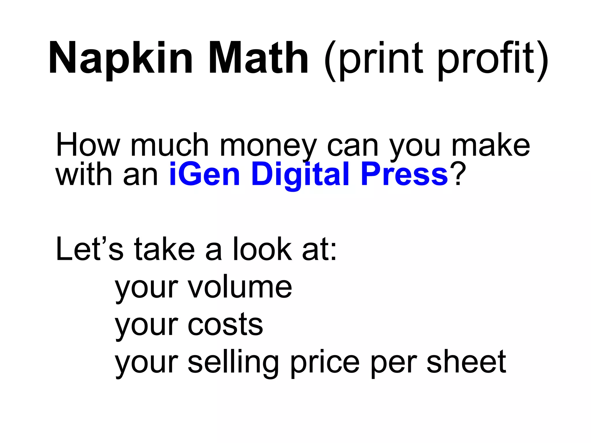 Print Profit – Napkin Math | PPT