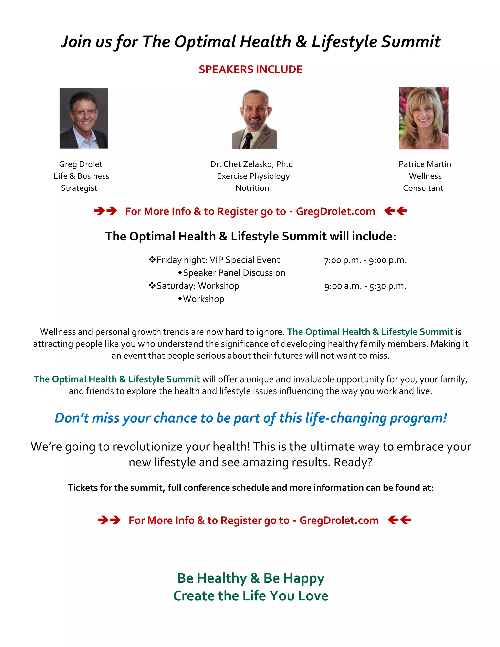 Peak Performance, Optimal Health & LIfestyle Summit at the beach | PDF ...