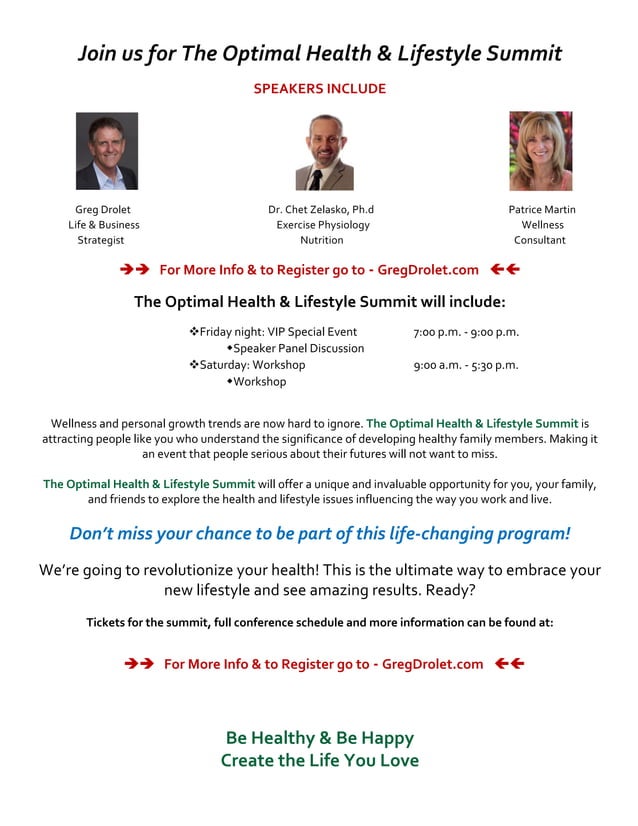 Peak Performance, Optimal Health & LIfestyle Summit at the beach | PDF