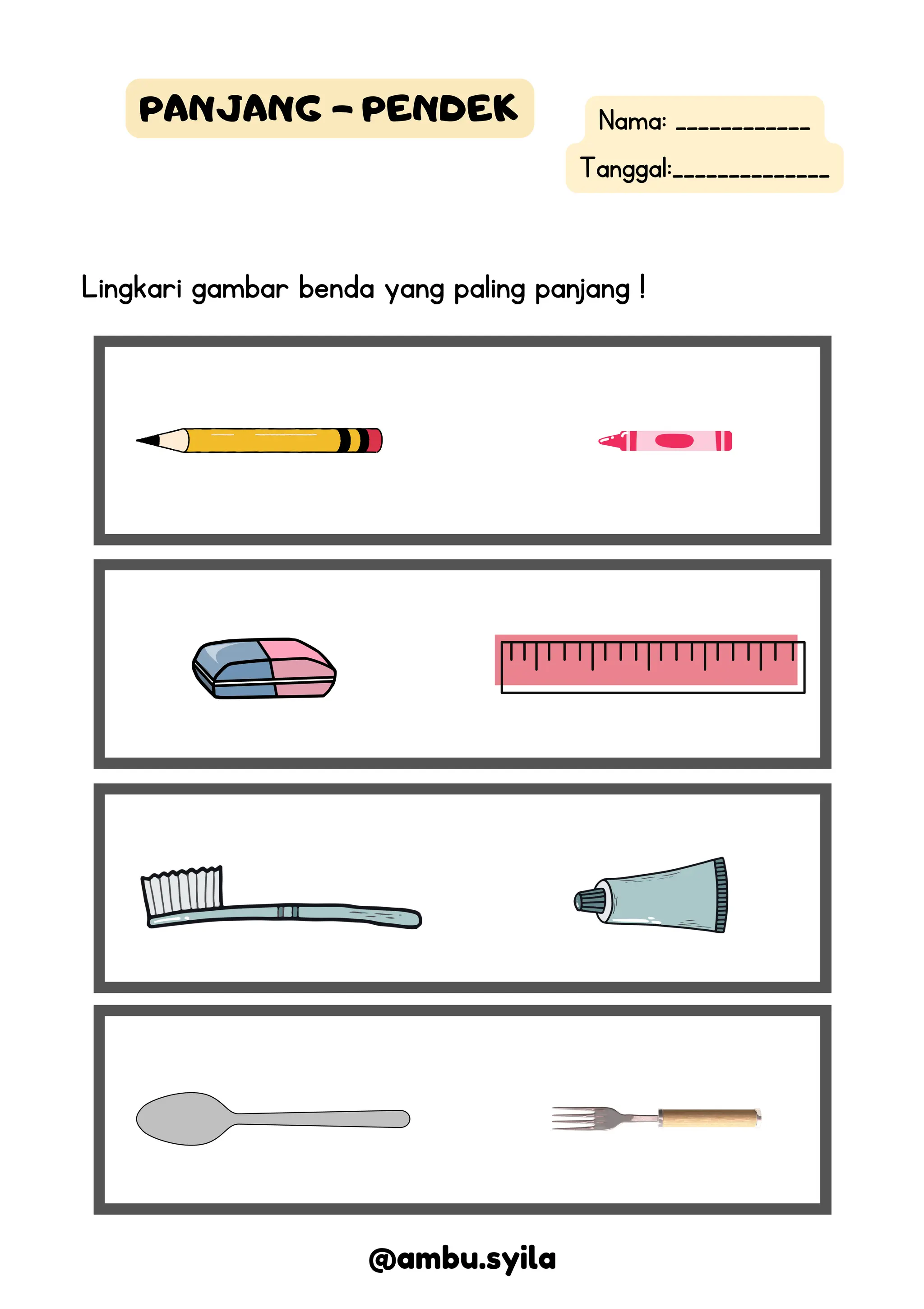 Printable anak-anak Pre-Math benda sekitar.pdf