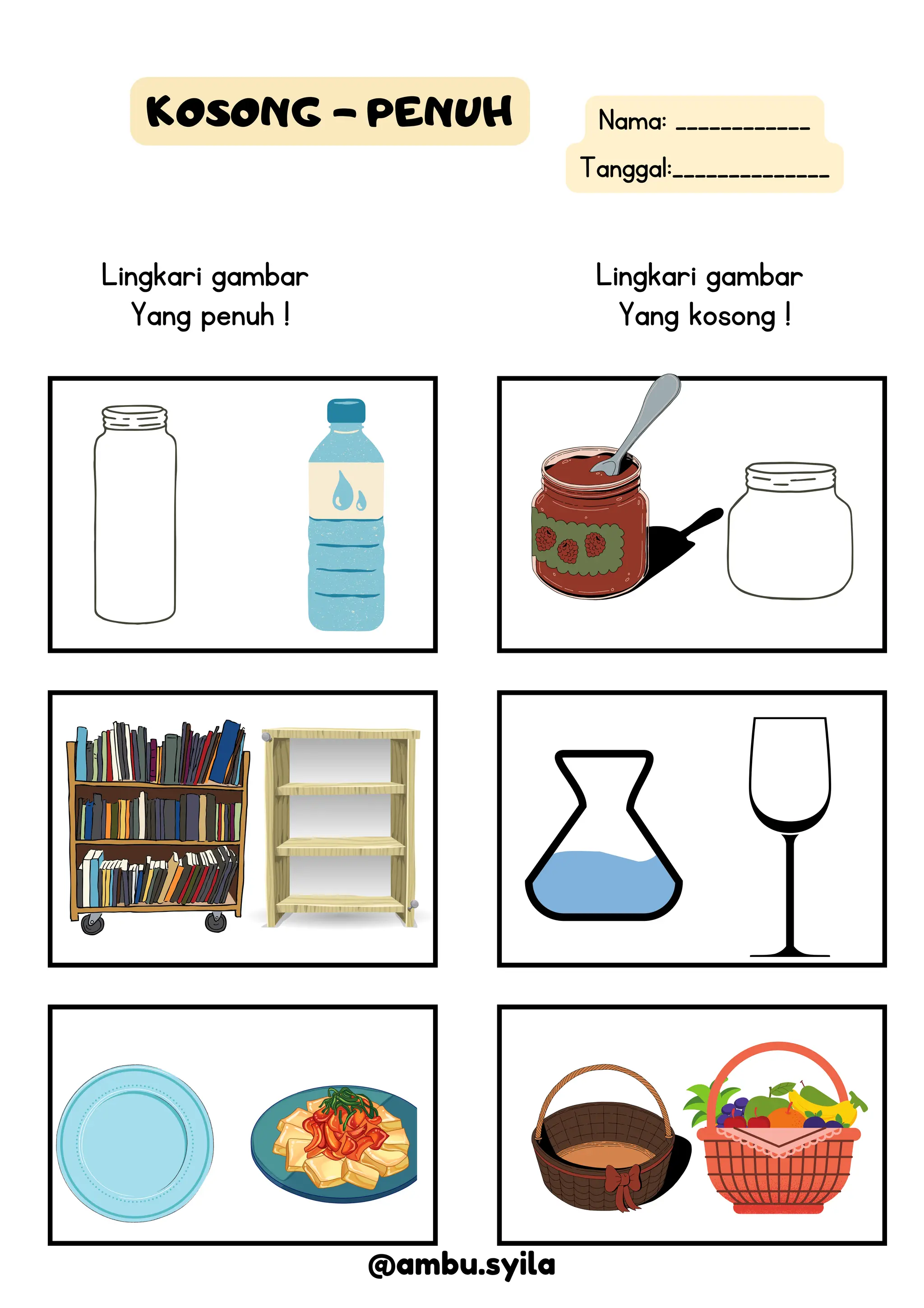 Printable anak-anak Pre-Math benda sekitar.pdf