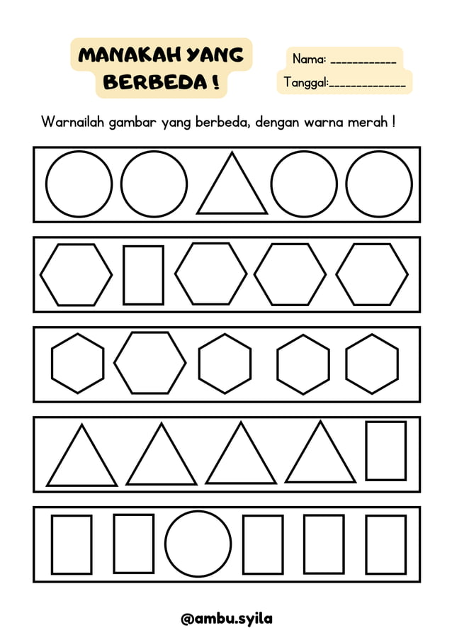 Printable anak-anak Pre-Math benda sekitar.pdf
