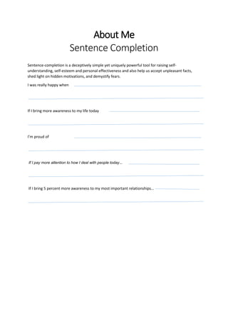 Printable self esteem worksheets for kids, teens and adults | PDF