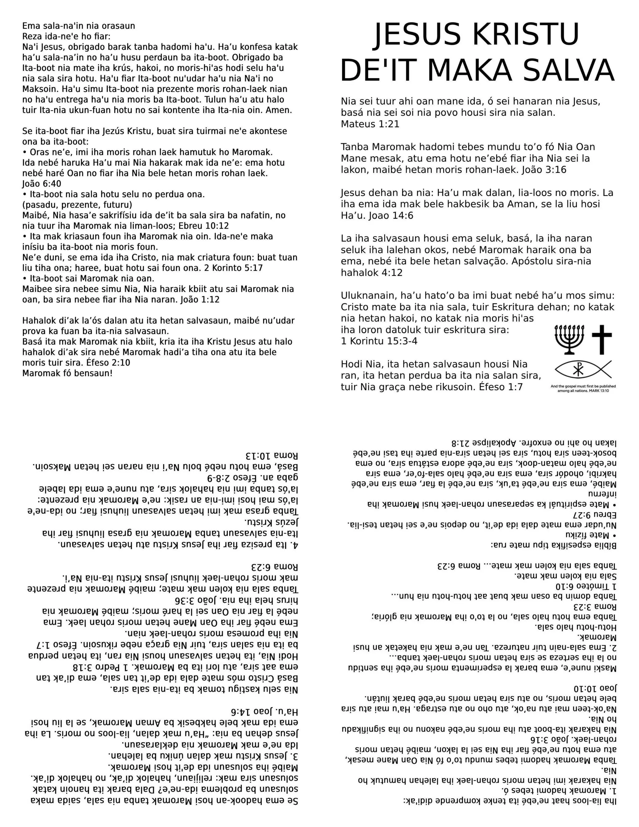 Printable Tetum Gospel Tract - ONLY JESUS CHRIST SAVES.pdf