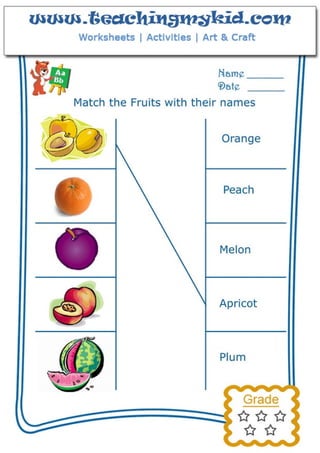 Printable worksheet english fruit - teachingmykid.com